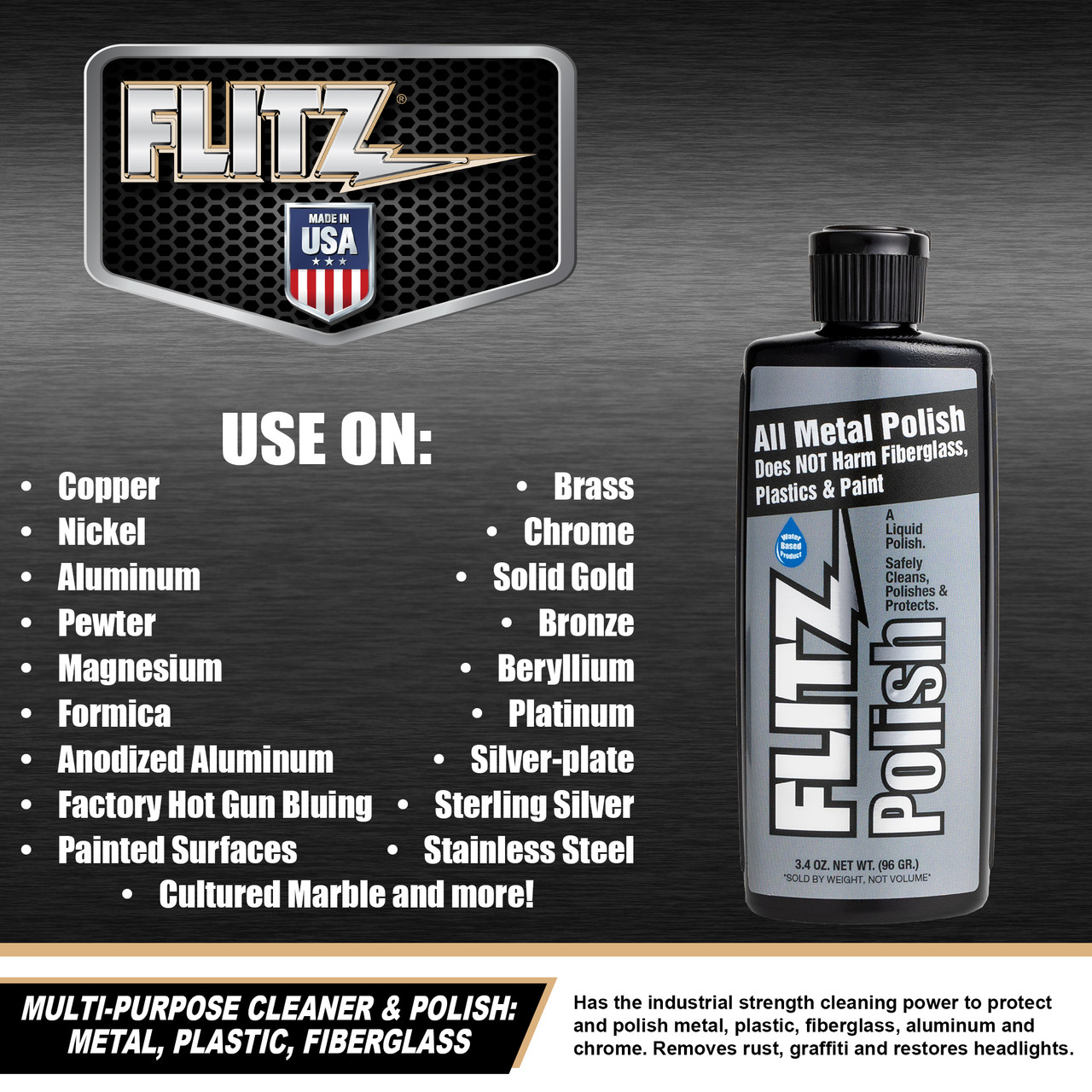 Liquid Polish for Metal, Fiberglass, Plastic, Paint – Flitz