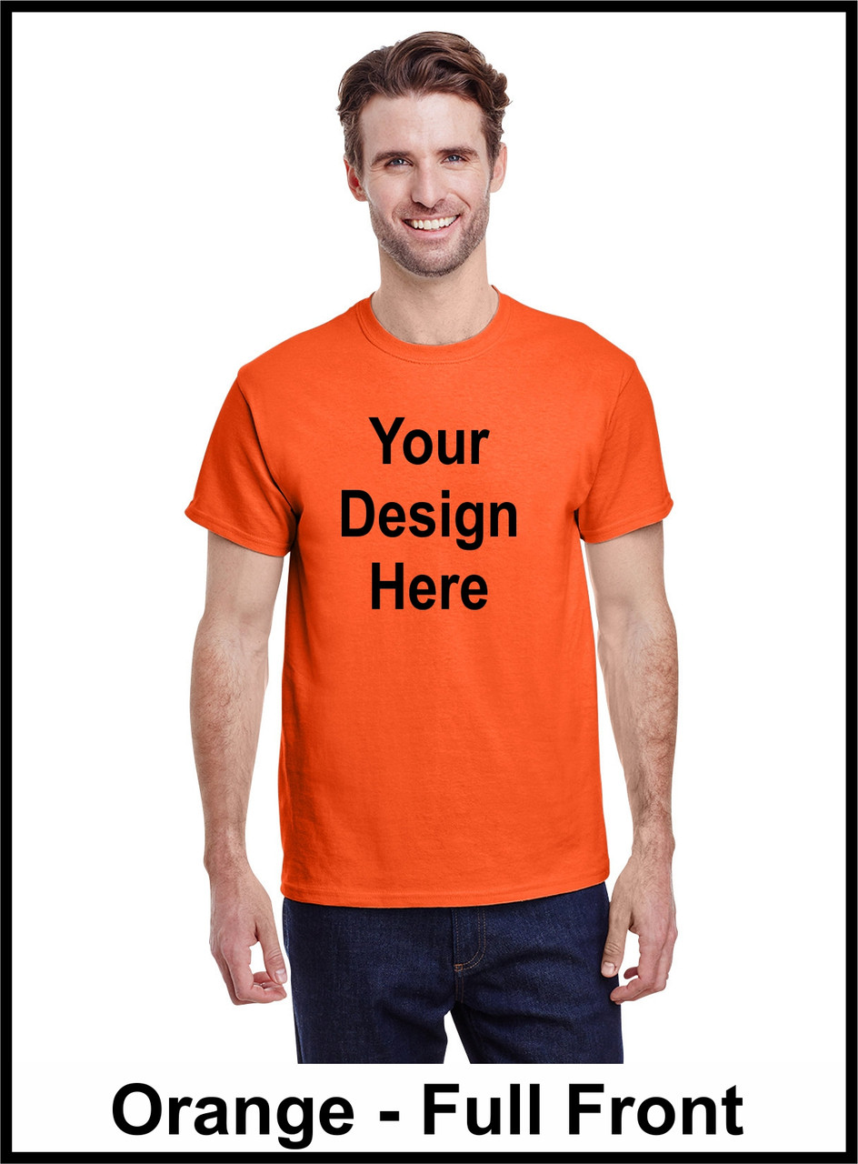 Custom Printed, Orange T-Shirts, Full Front, One Color - CheepTee