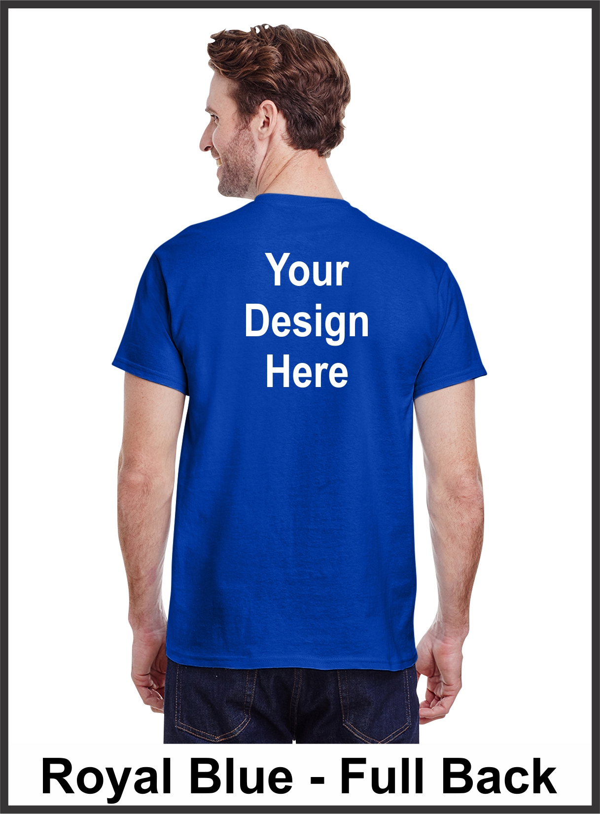 Custom Printed, Royal Blue T-Shirts, Full Back, One Color - CheepTee