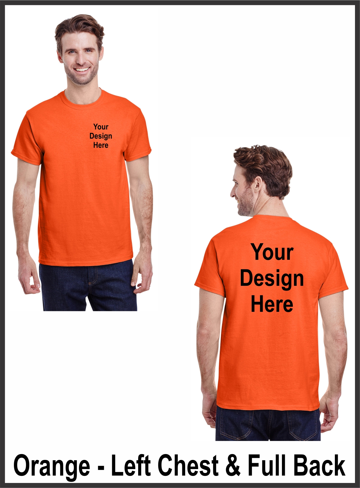 Custom Printed, Black T-Shirts, Full Front, One Color