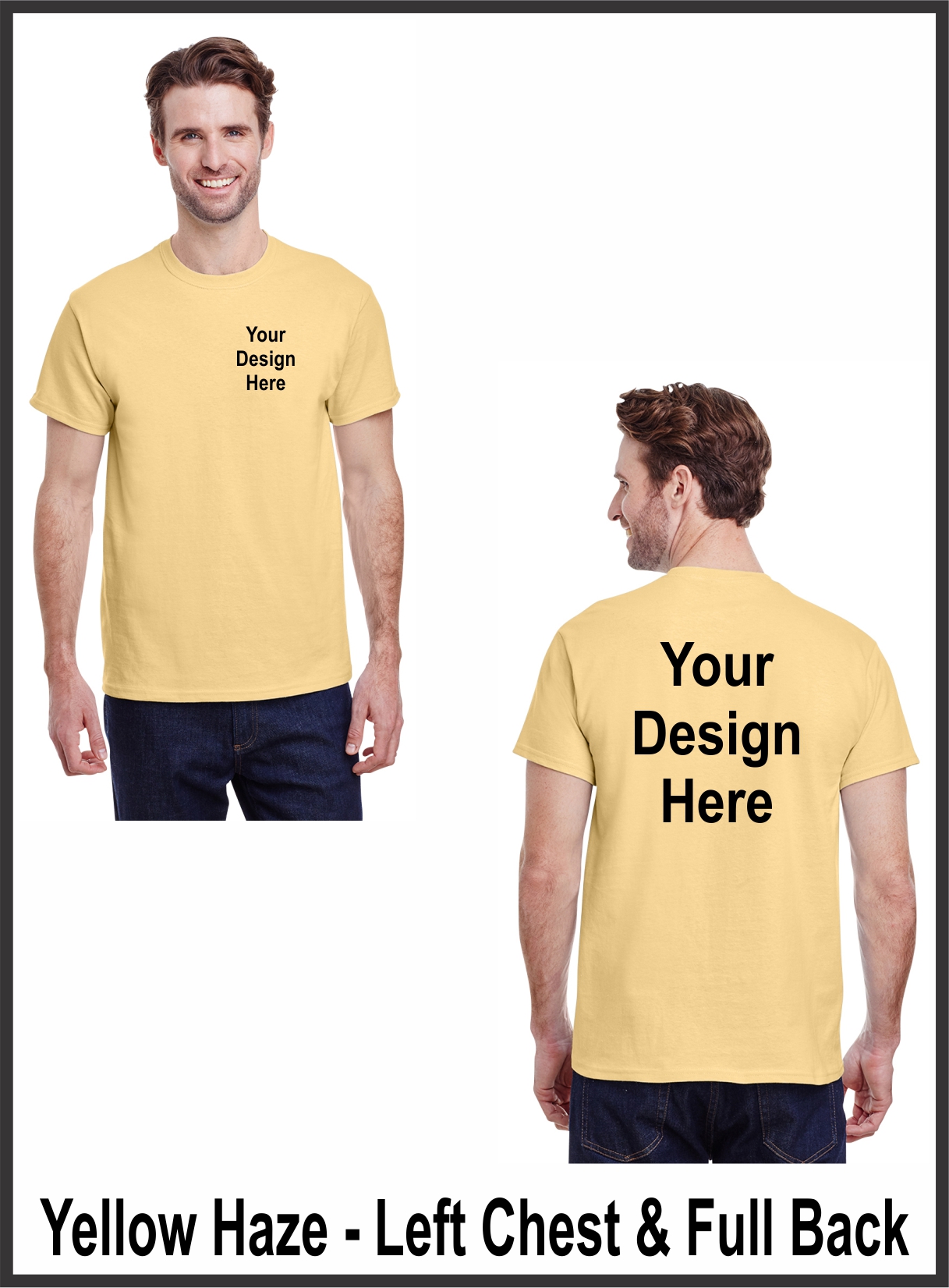 Custom Printed, Black T-Shirts, Full Front, One Color