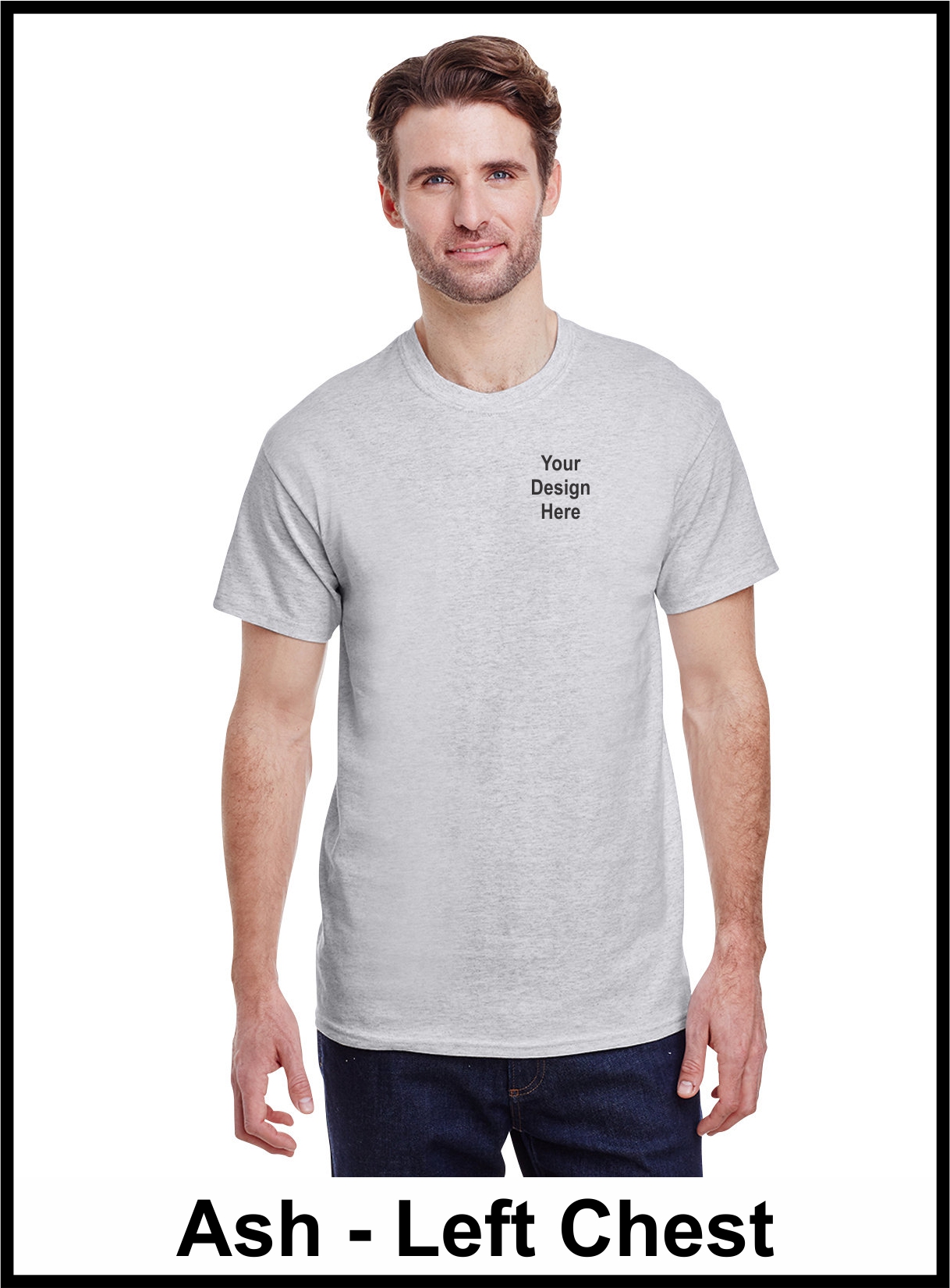Custom Printed, Black T-Shirts, Full Front, One Color