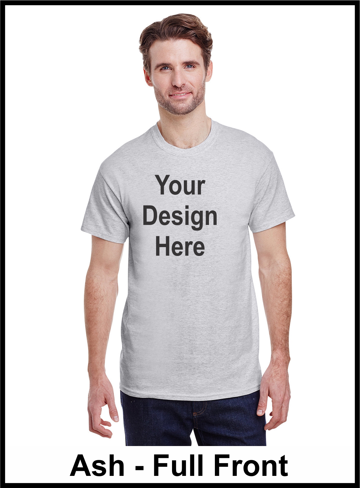 Custom Printed, Black T-Shirts, Full Front, One Color