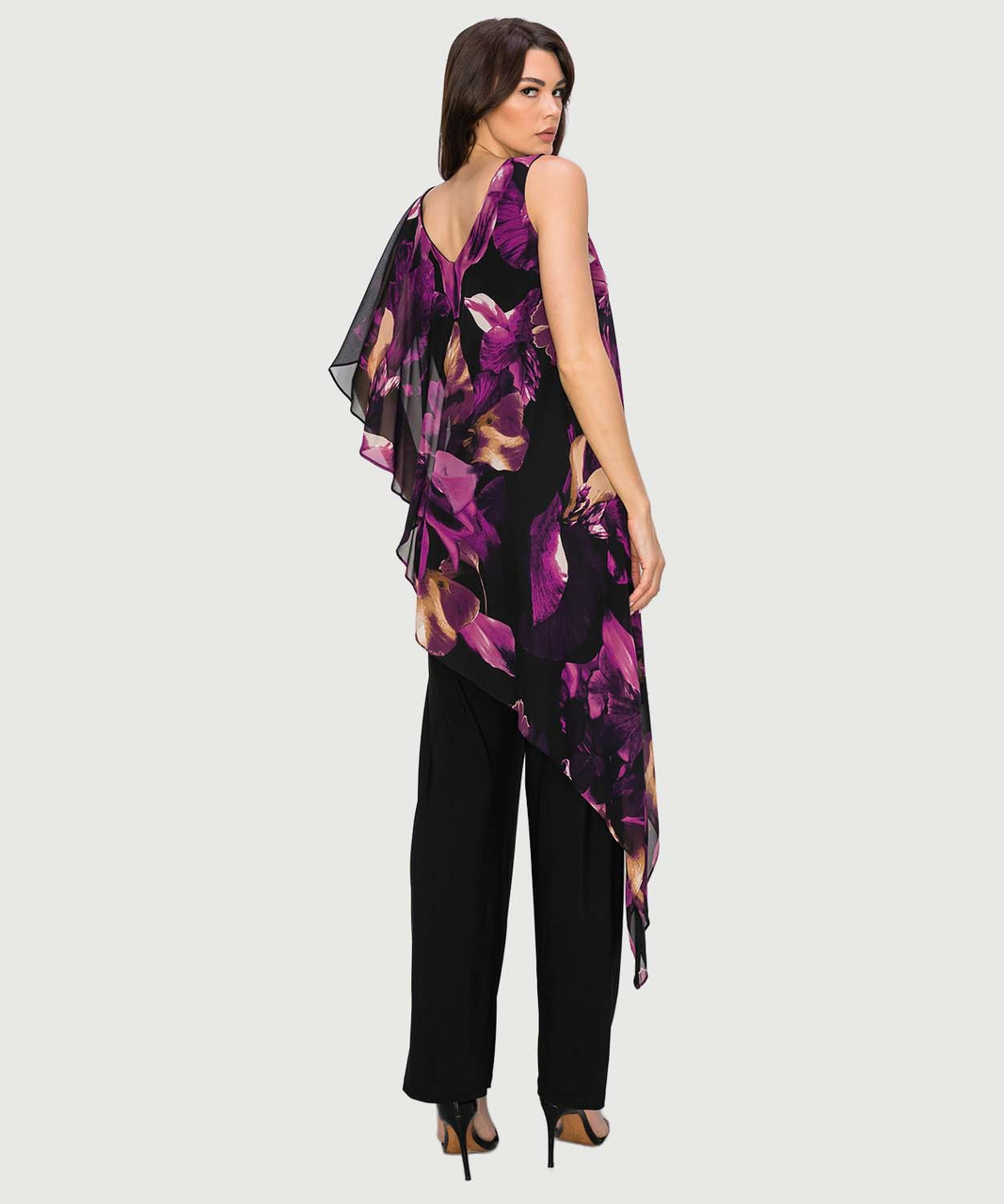 Asymmetric Chiffon Overlay Jumpsuit - Vita Boutique