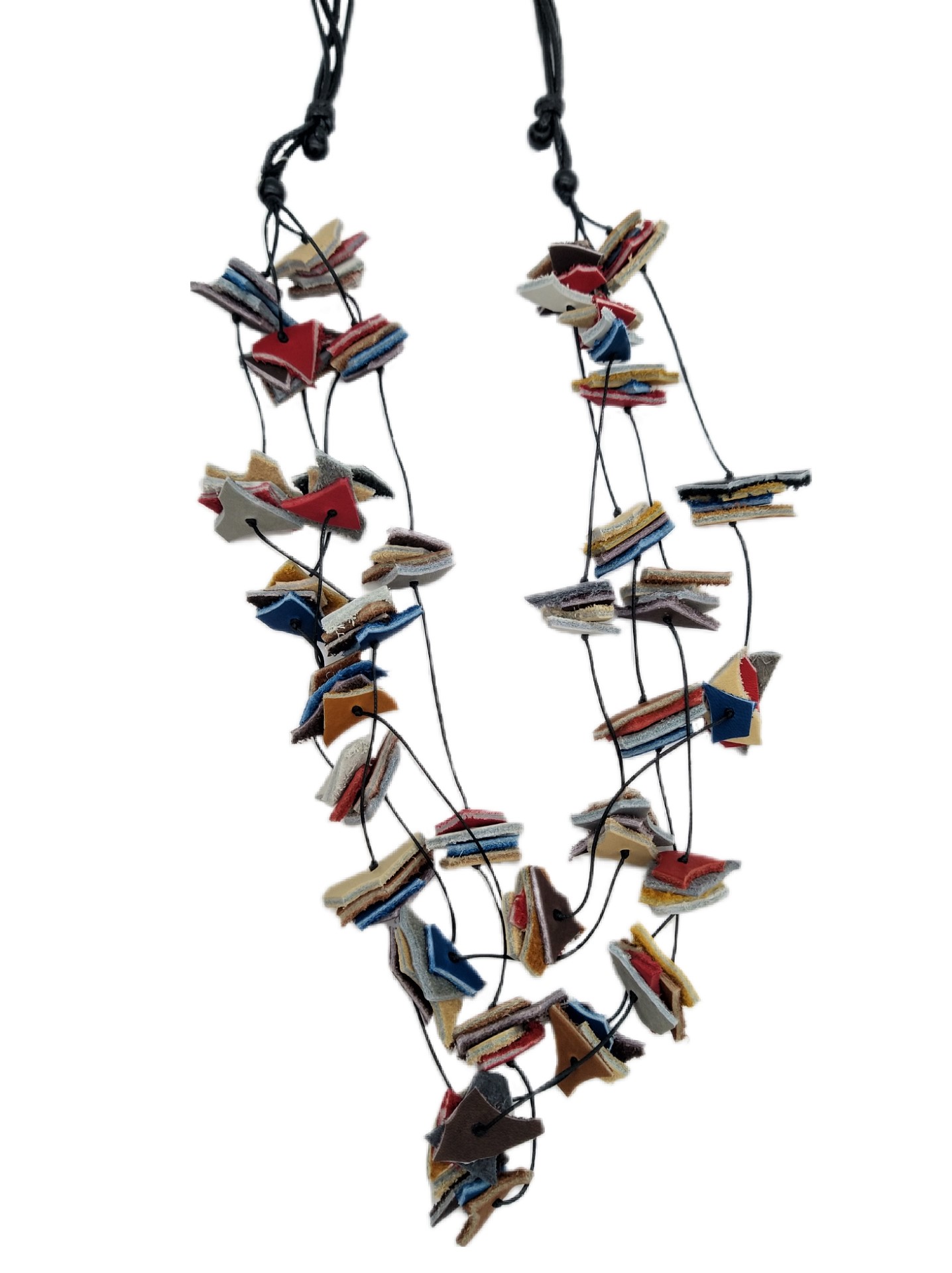 Multi Four Strand Leather Adjustable Necklace SKU 23141 - Vita Boutique