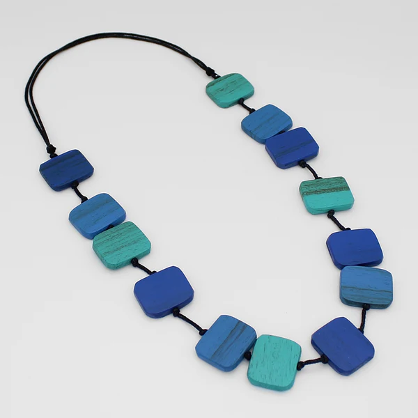 Shades of Blue Shelby Wood Necklace SKU 27211 - Vita Boutique