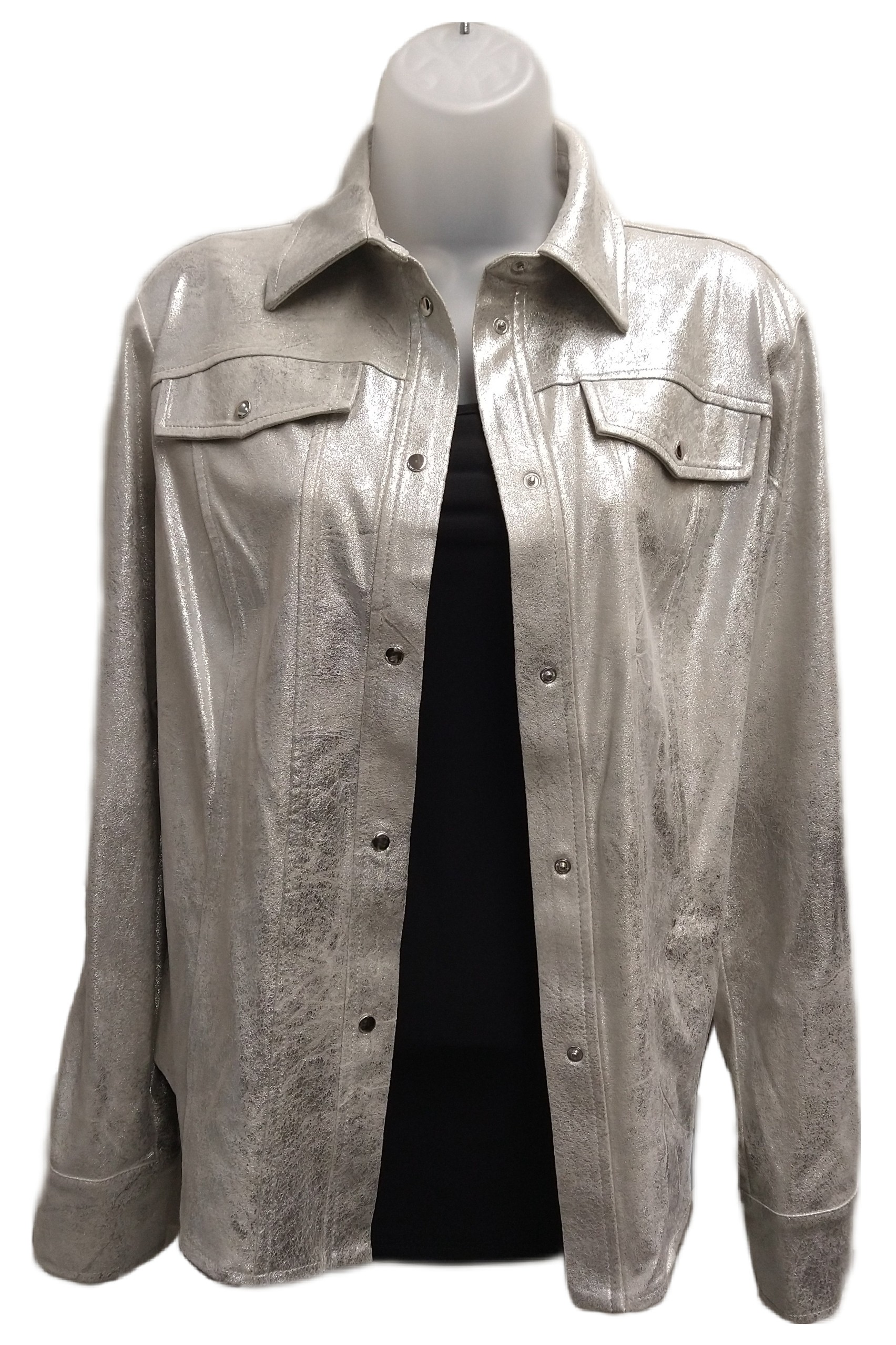 Metallic Snap Jacket - Vita Boutique