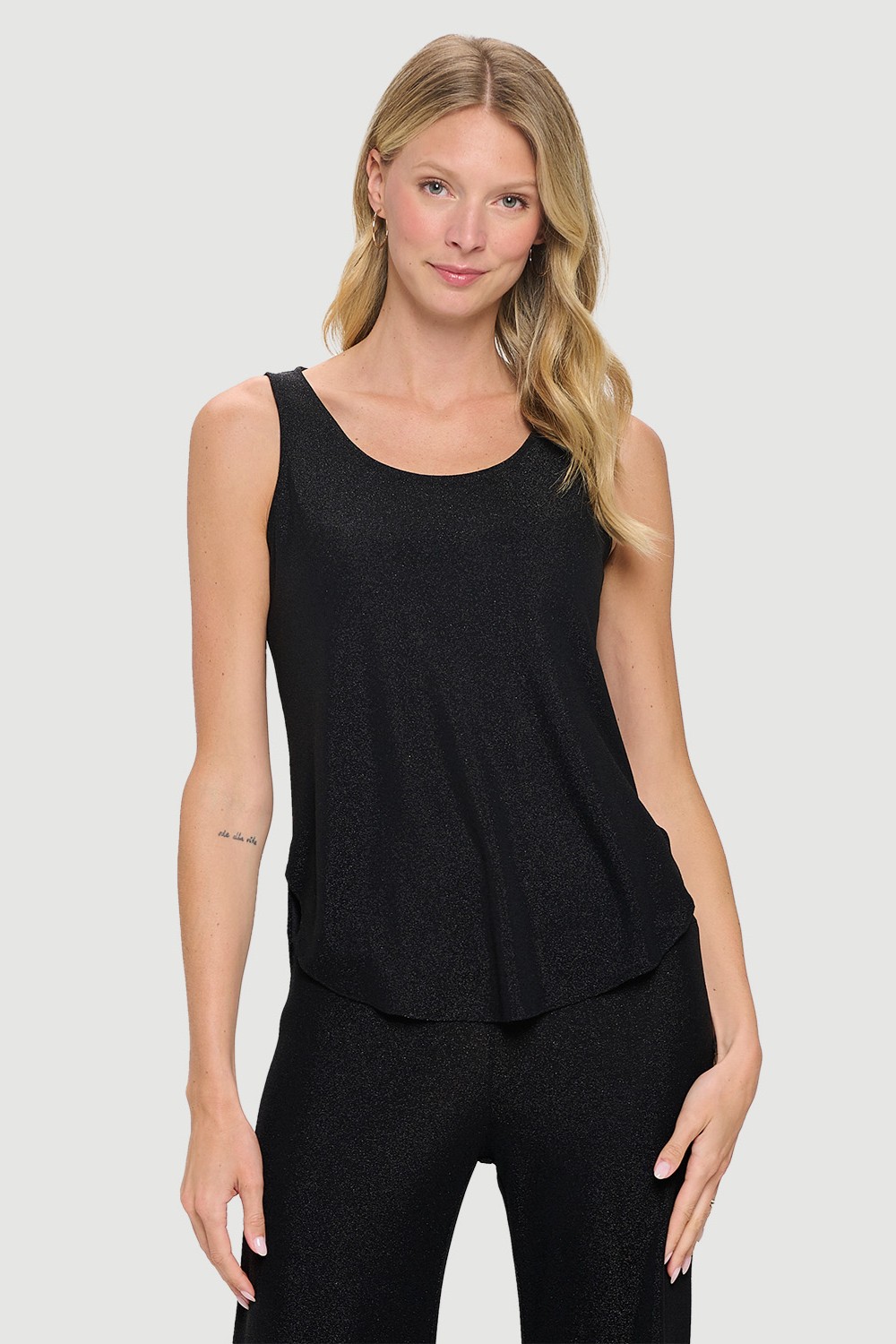 Shimmer Scoop Neck High-Low Top - Vita Boutique