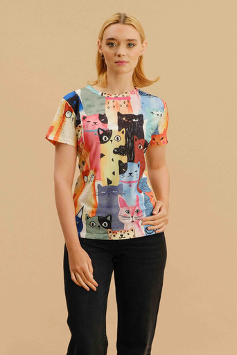 Cat Print Tee - Vita Boutique