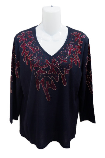 V-Neck Rhinestone Top - Vita Boutique