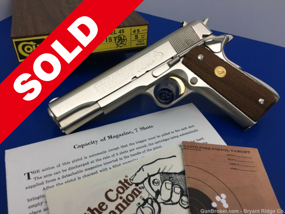 1971 Colt MKIV '70 Government *NICKEL FINISH* .45 ACP *LARGE ROLL STAMP ...