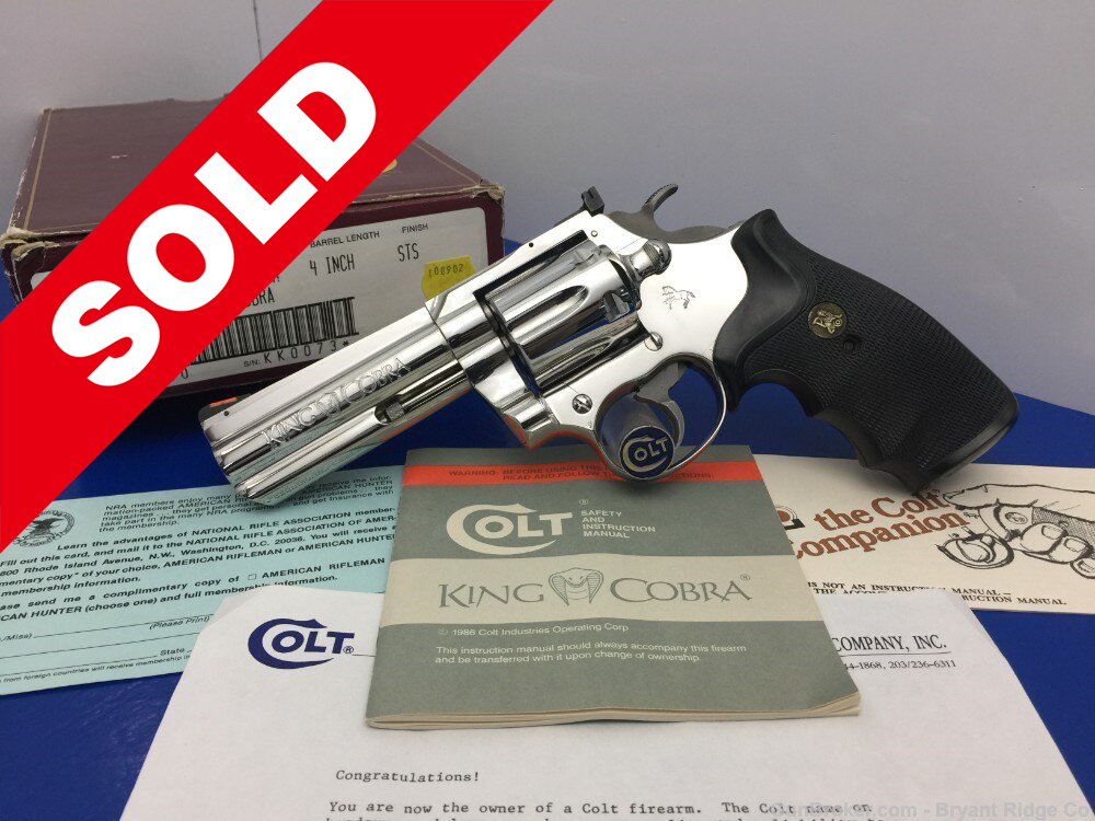 Colt King Cobra 4" .357mag *INCREDIBLE SNAKE SERIES REVOLVER* - Bryant ...