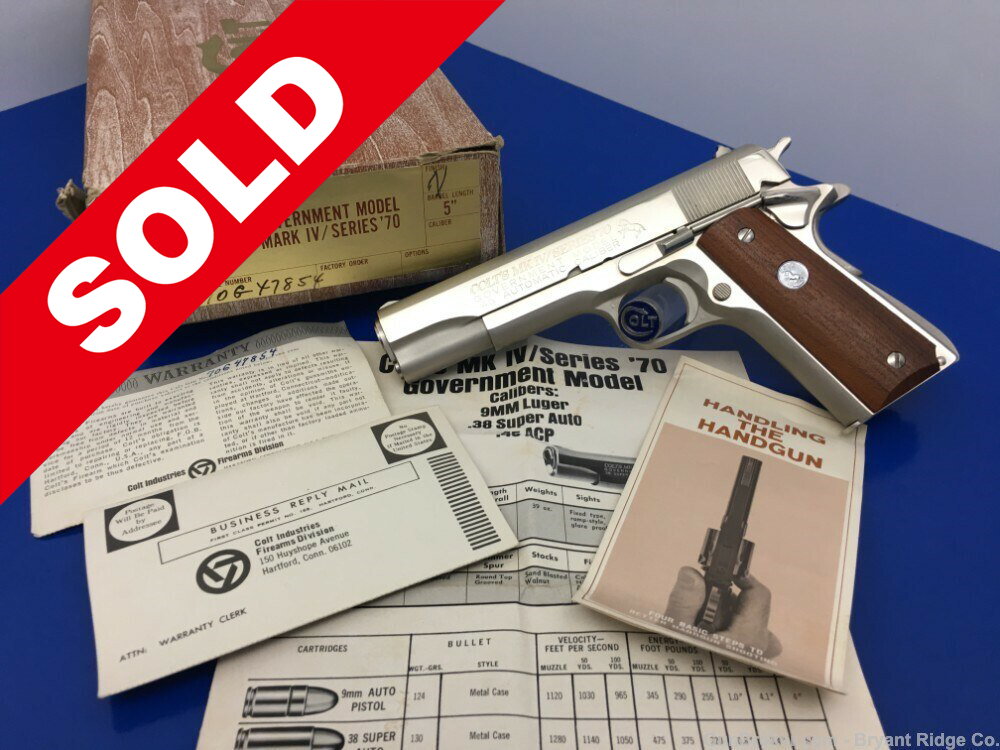 1973 Colt Government MKIV Series 70 .45acp *ULTRA RARE LARGE ROLL STAMP ...