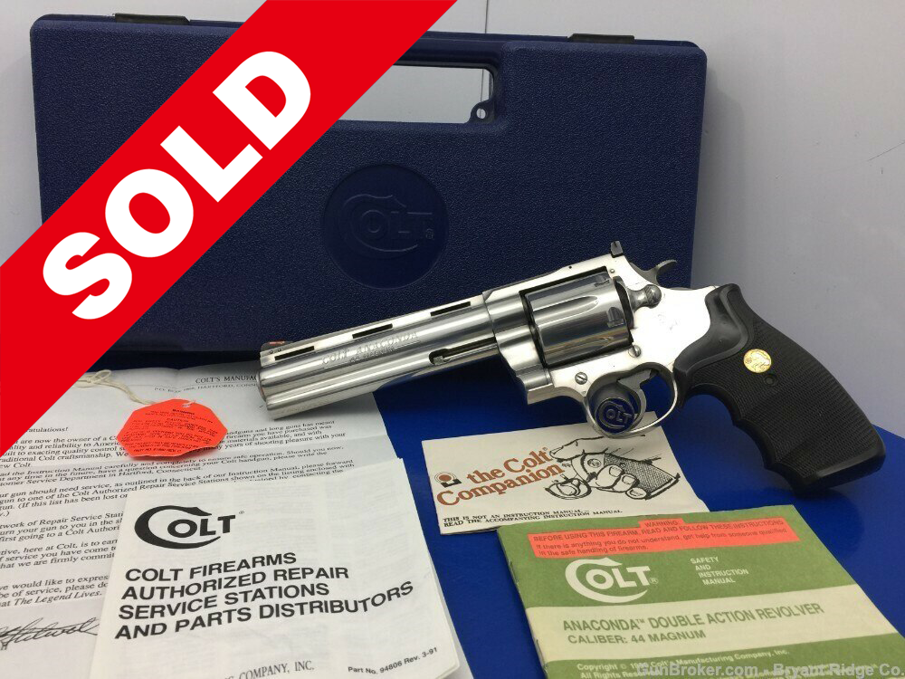 1991 Colt Anaconda .44 Mag Stainless *LEGENDARY SNAKE SERIES REVOLVER ...