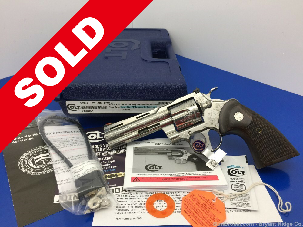 Colt Python .357 Mag 4.25" *COLT CUSTOM SHOP FACTORY ENGRAVING ...