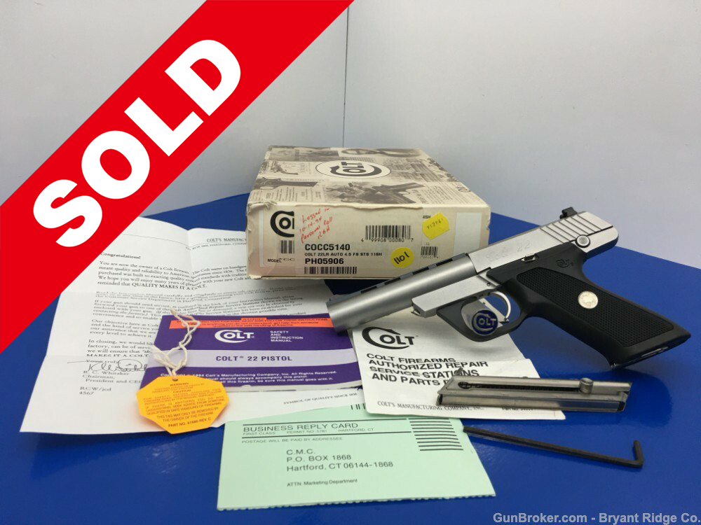 1994 Colt 22 .22 Lr Stainless 4.5" *INCREDIBLE COLT CADET TARGET PISTOL ...