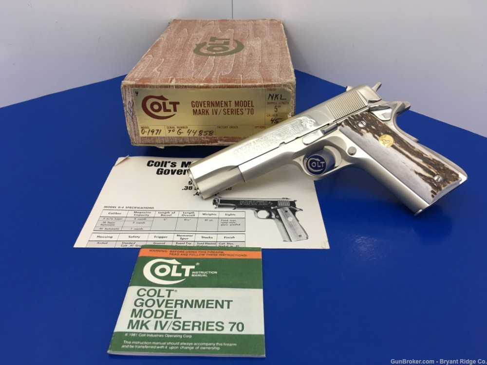 *SOLD* 1973 Colt Government NICKEL Series 70 .45acp *RARE LARGE ROLL ...