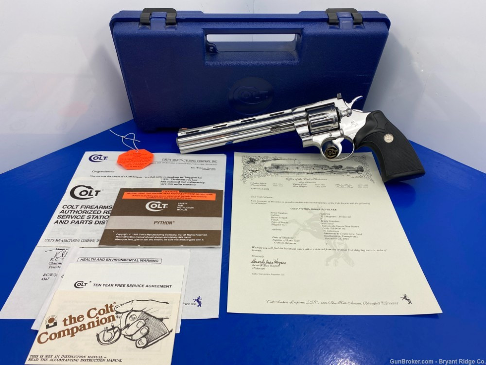 *SOLD* 1995 Colt Python *EXTRAORDINARILY RARE* Factory Bright Stainless ...