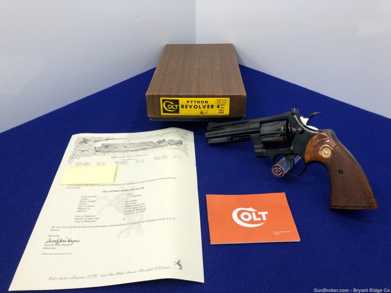 *SOLD* 1966 Colt Python .357 Mag Royal Blue 4" *LEGENDARY SNAKE SERIES ...