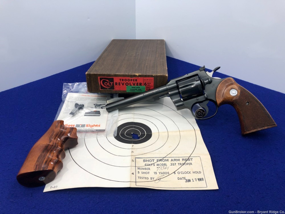 *SOLD* 1968 Colt Trooper .357 Mag Blue 6" *WIDE SPUR HAMMER & TARGET ...