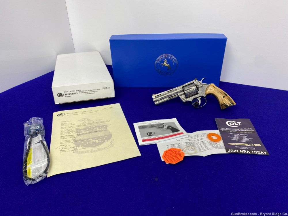 *SOLD* Colt Python 4" *BREATHTAKING COLT CUSTOM SHOP "D" ENGRAVED w ...