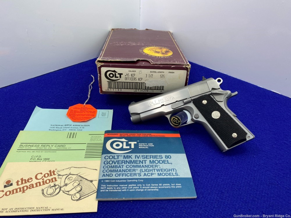 *SOLD* 1986 Colt Officers ACP .45 ACP Stainless 3.5" *FIRST YEAR ...