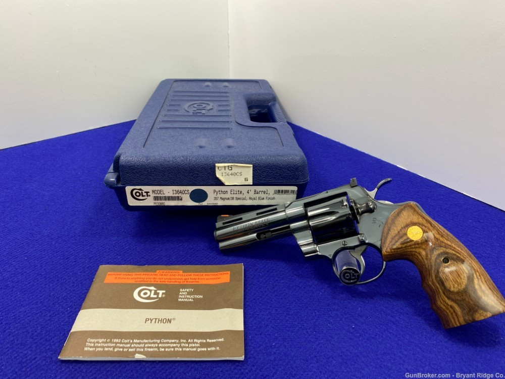 *SOLD* 1997 Colt Python Elite .357 Mag Blue 4" *ULTRA RARE ROYAL BLUE ...