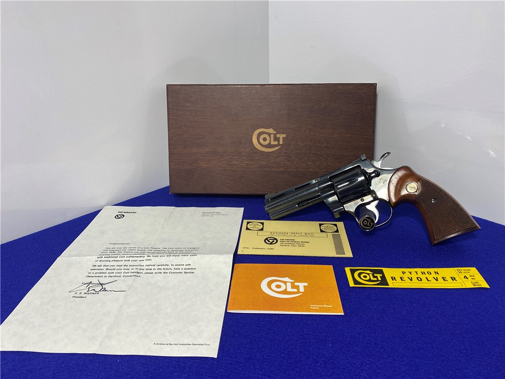 *SOLD* 1968 Colt Python .357 Mag Blue 4" *BEAUTIFUL 2nd Gen SNAKE ...