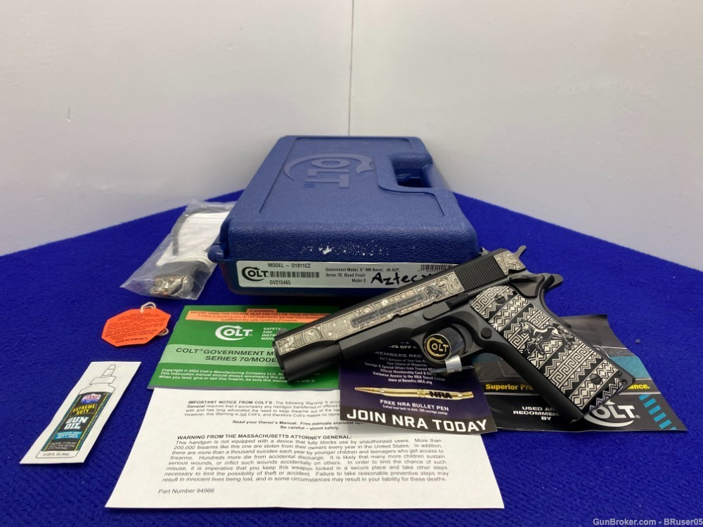 *SOLD* Colt AZTEC Government 1911 45acp *CUSTOM ENGRAVED BY MODERN ...