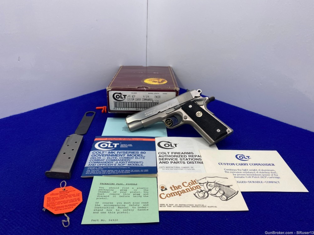 *SOLD* 1990 Colt Custom Carry Commander E-Nickel *CUSTOM SHOP 299 of ...