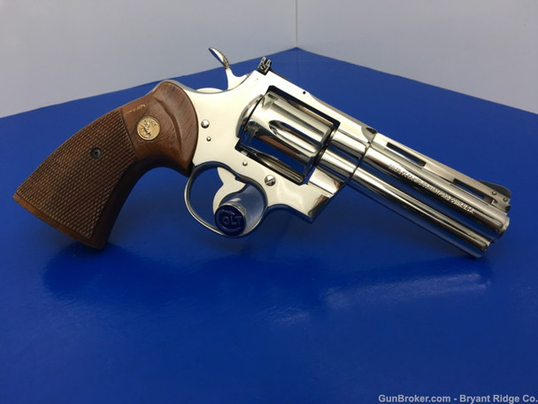 1974 Colt Python .357 Mag Nickel 4" *RARE NICKEL SNAKE SERIES REVOLVER ...