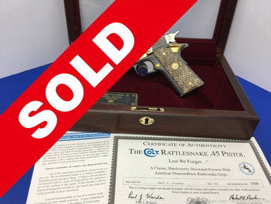 Colt Rattlesnake .45ACP 5" 24K Engraved Finish *1 OF ONLY 1000 - Bryant ...