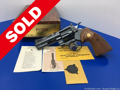 1975 Colt Python .357 Magnum Blue 4" *INCREDIBLE SNAKE SERIES REVOLVER* - Bryant Ridge