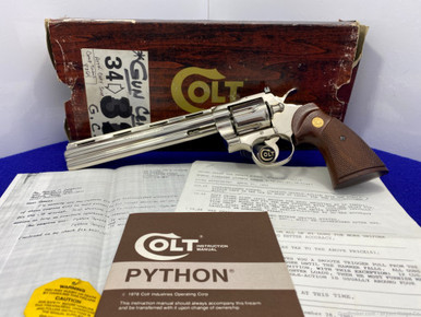 *SOLD* 1980 Colt Python Target .38 Spl Nickel 8" *CONSUMER UNFIRED ...