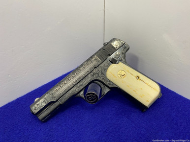 1922 Colt 903 Engraved .32 Auto Blue *STUNNING ENGRAVED W/ GIRAFFE BONE*