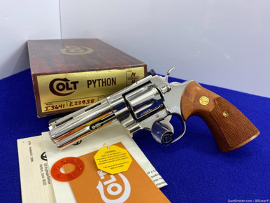 *SOLD* 1971 Colt Python .357 Magnum Nickel 4" *ICONIC SNAKE SERIES ...