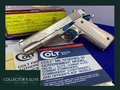 *SOLD* 1989 Colt Delta Elite *FACTORY ENGRAVED NICKEL & FIRE BLUE Colt ...