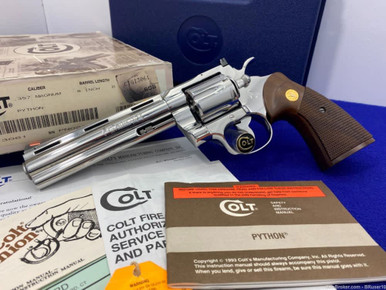 *SOLD* -VINTAGE- 1994 Colt Python .357 Mag 6" *GORGEOUS FACTORY BRIGHT STAINLESS*