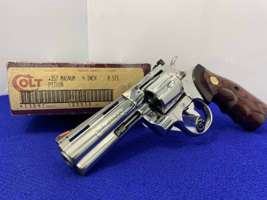 *SOLD* -Vintage- 1988 Colt Python 4" -RARE FACTORY BRIGHT STAINLESS ...