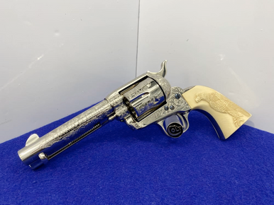 Colt Single Action Army -NICKEL & FIRE BLUE- *FACTORY "C" SCROLL ENGRAVING*