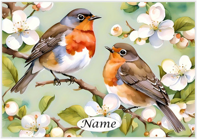 Robins in Apple Blossom