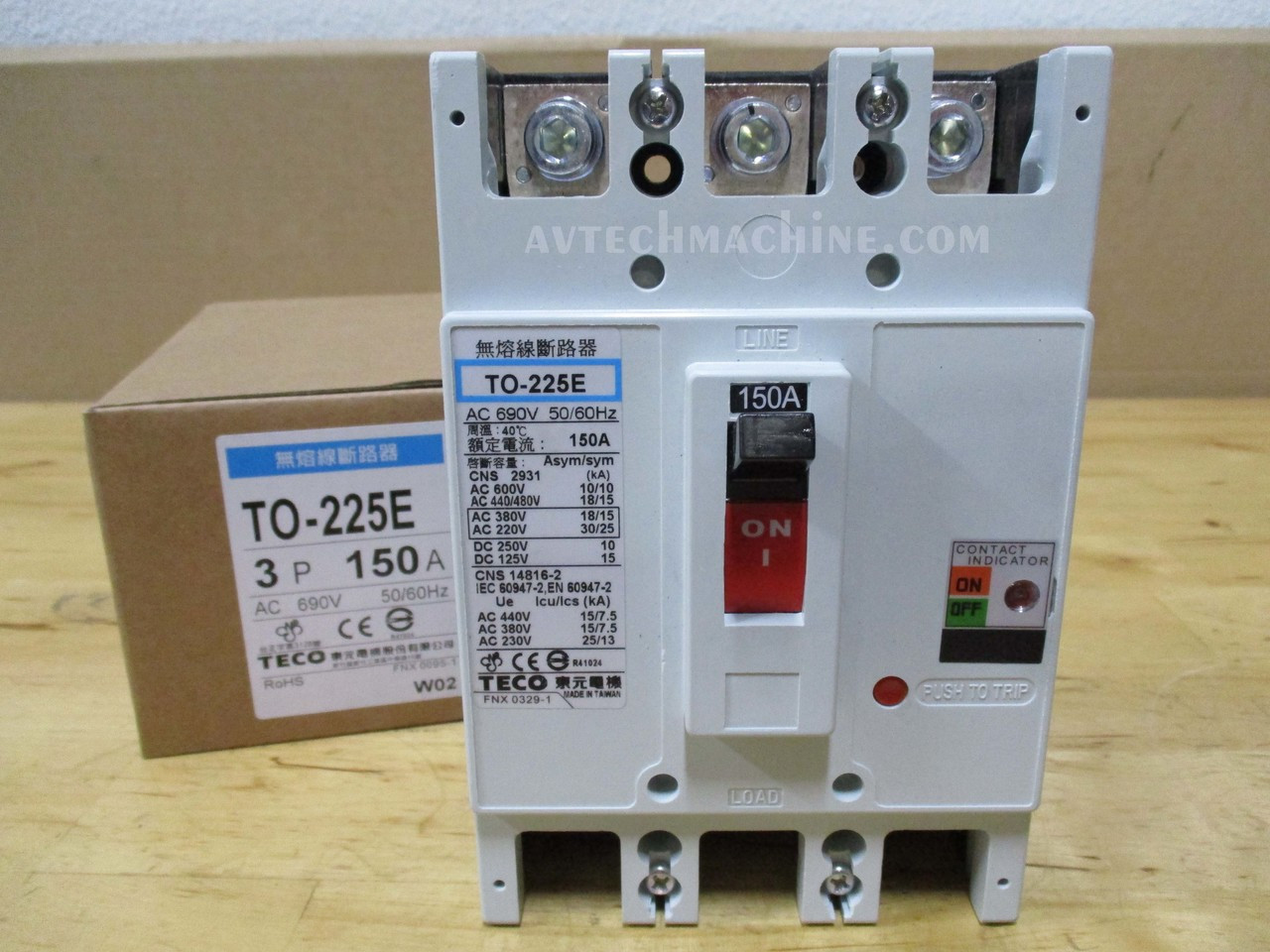 TO-225E-3P150N FG-23CA-U4 Teco Breaker 150A With Rotary Handle