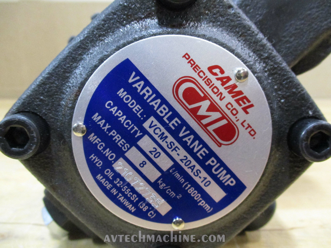 VCM-SF-20AS-10 CML Camel Hydraulic Variable Vane Pump Max. Pressure 8KG