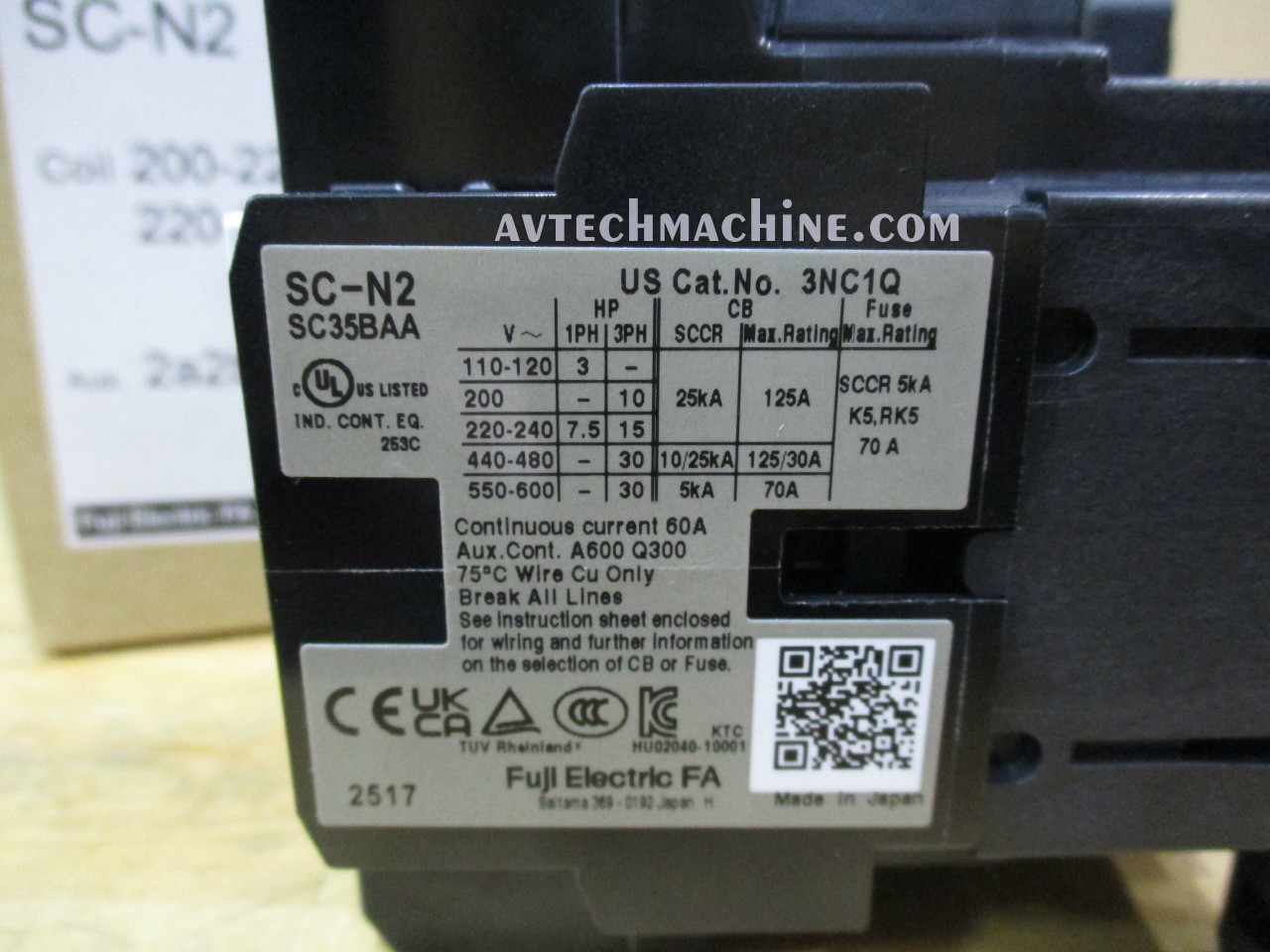 SC-N2-3A2a2b-220V Fuji Magnetic Contactor 2a2b Coil 220V