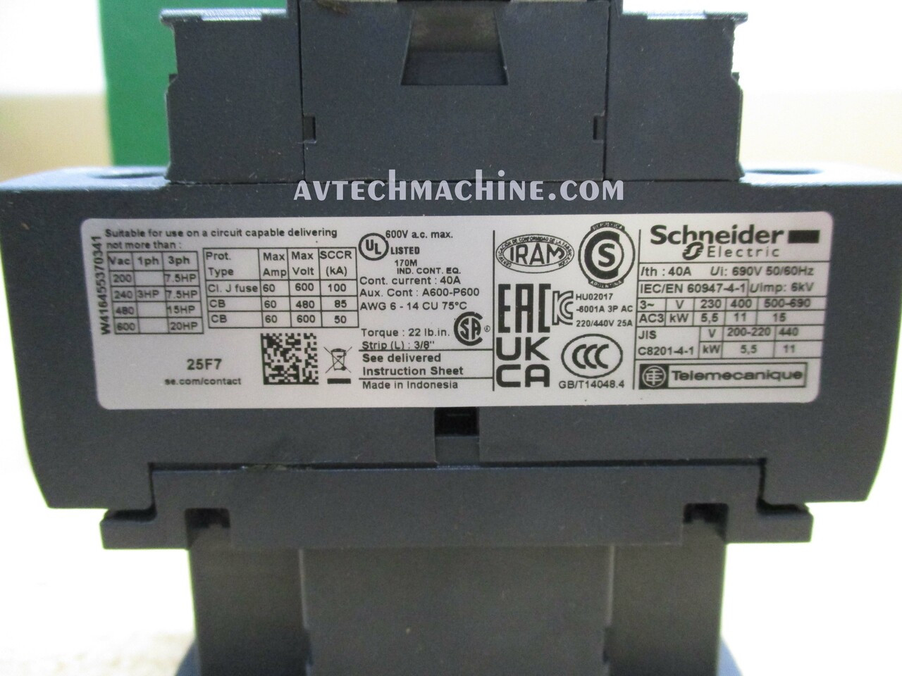 LC1D25F7 Schneider Telemecanique Magnetic Contactor Coil 110V