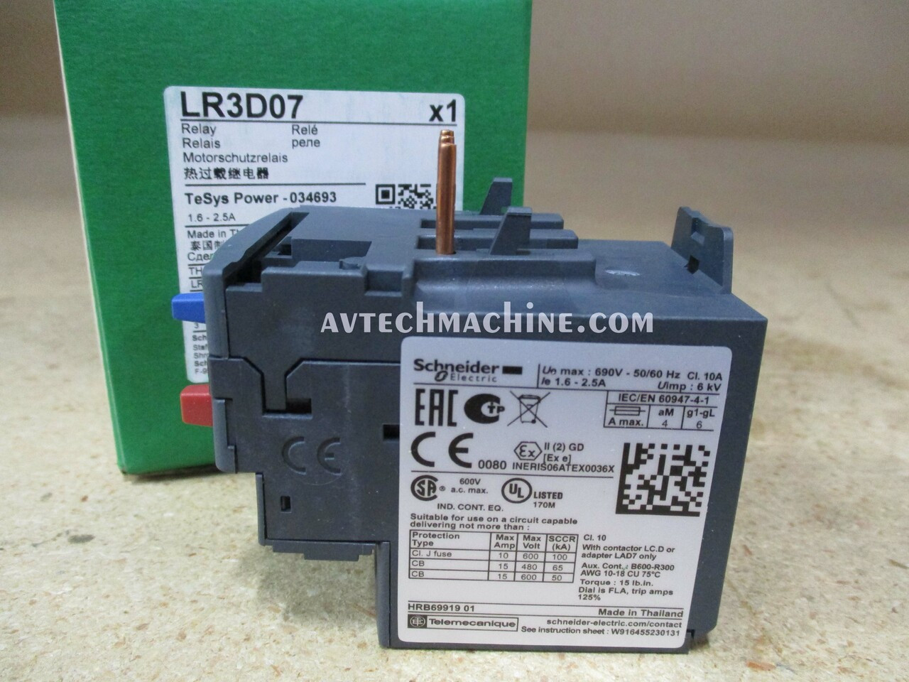 LR3D07 Schneider Telemecanique Thermal Overload 1.6 - 2.5A