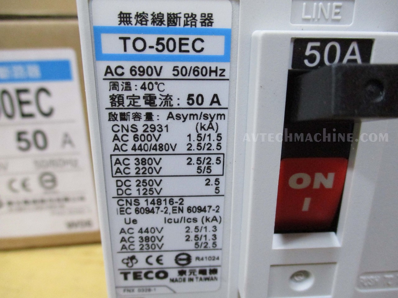 TO-50EC-3P50N Teco Thermal-Magnetic Breaker 3P50A