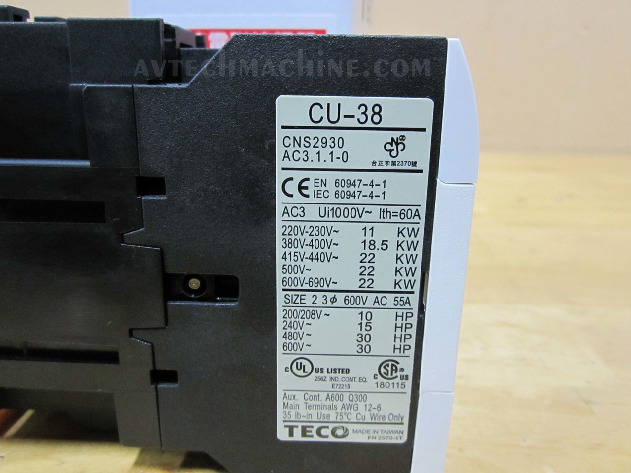 CU-38-3A1a1b-110V Teco Magnetic Contactor 3A1a1b Coil 110V CU38E5