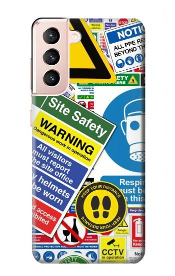 S3960 安全標識ステッカー コラージュ Safety Signs Sticker Collage Samsung Galaxy S21 ...
