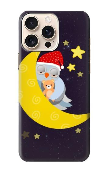 S2849 かわいいスリーピーフクロウ Cute Sleepy Owl Moon Night iPhone 16 pro max バックケース ...